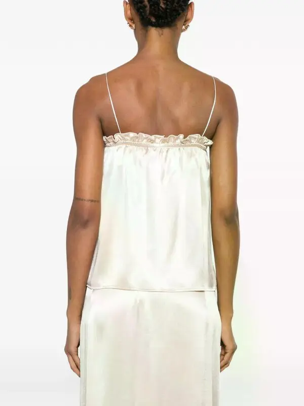 THE NINA STUDIO Ruffled Spaghetti-strap Top