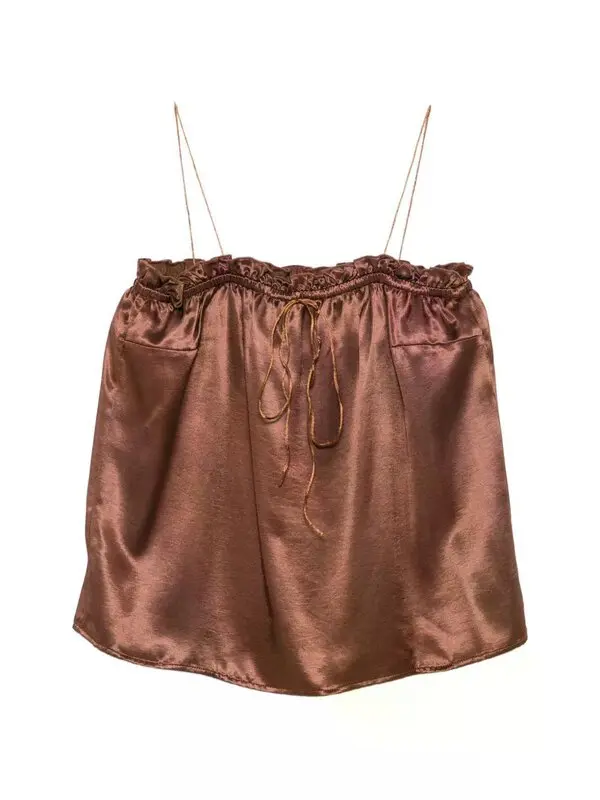 THE NINA STUDIO Ruffled Trim Spaghetti Strap Top