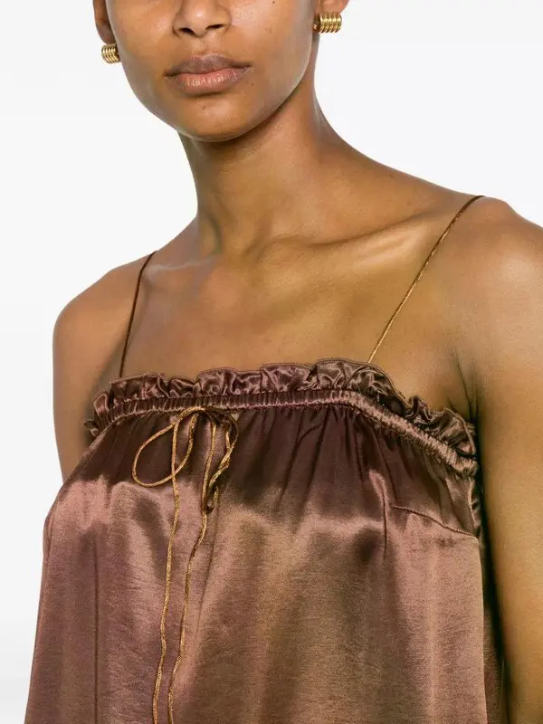 THE NINA STUDIO Ruffled Trim Spaghetti Strap Top