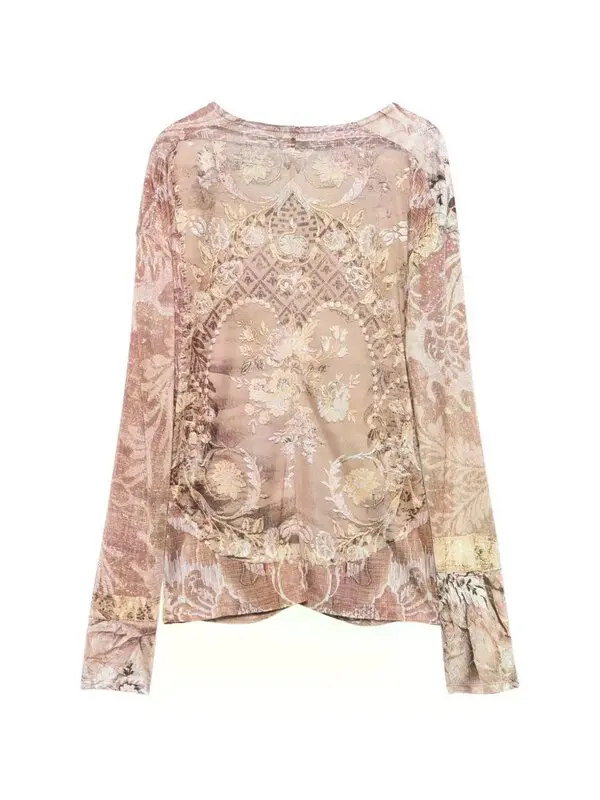 Roberto Cavalli 2000s Floral Print Twisted Blouse - Pink
