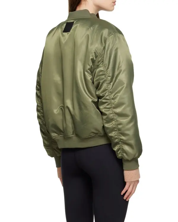 ANINE BING Leon Satin Bomber Jacket - Green