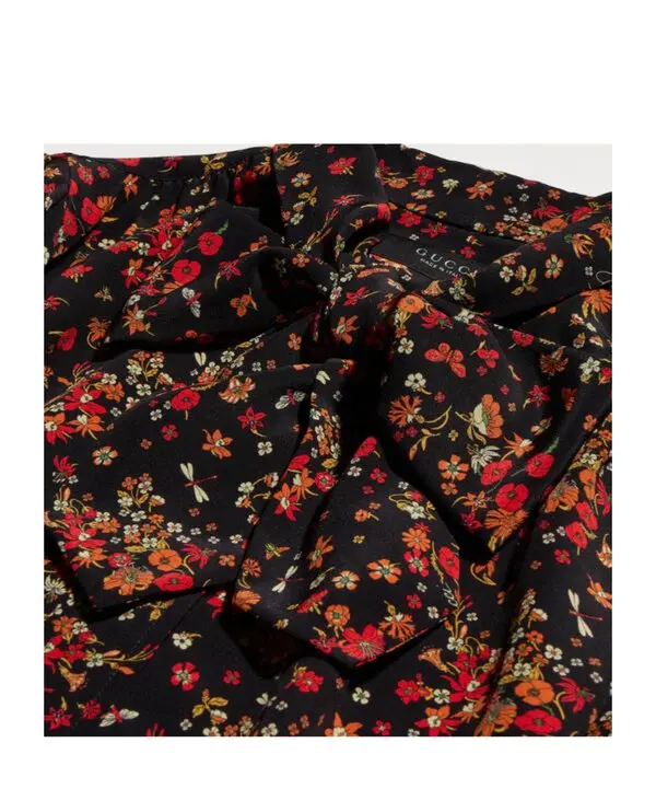 Gucci Allover Floral Print Shirt With Self-tie Bow