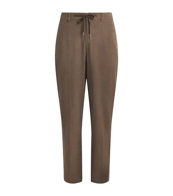 Paige Tiano Chinos Relaxed Linen-viscose Blend With Drawstring Waist - Brown