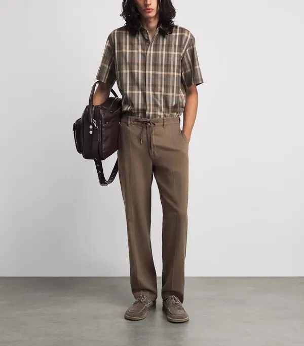 Paige Tiano Chinos Relaxed Linen-viscose Blend With Drawstring Waist - Brown