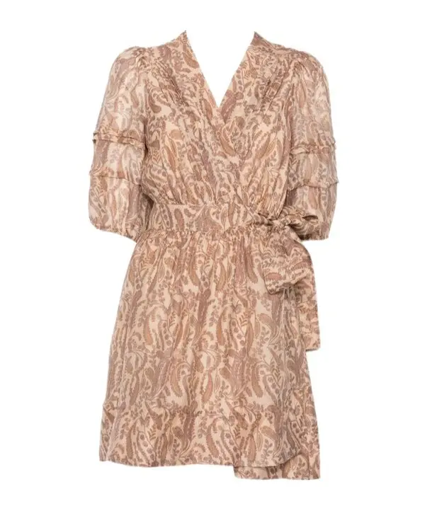 Ba&sh V-neck Printed Dress With Waist Tie - No