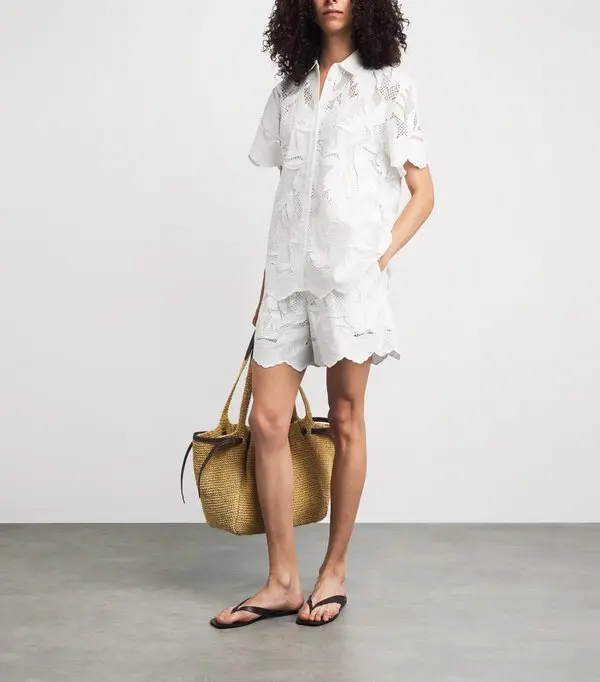Erdem Crochet Cutwork Short-sleeve Shirt - Ivory