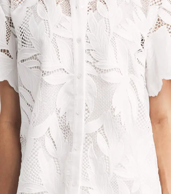 Erdem Crochet Cutwork Short-sleeve Shirt - Ivory