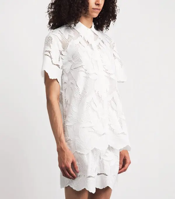 Erdem Crochet Cutwork Short-sleeve Shirt - Ivory