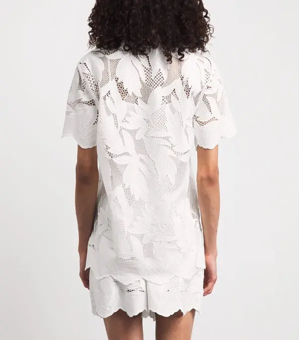 Erdem Crochet Cutwork Short-sleeve Shirt - Ivory