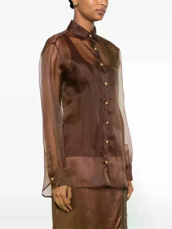THE NINA STUDIO Sheer Tie-back Shirt