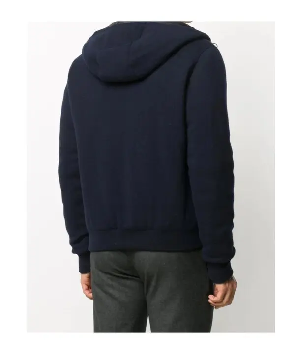 MOORER Long-sleeved Zip-up Hooded Casual Jacket - Black