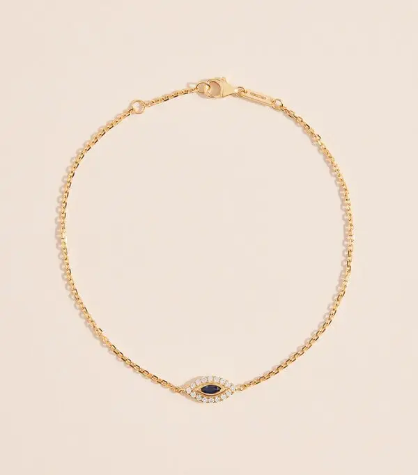 ANITA KO Diamond And Sapphire Evil Eye Chain Bracelet - Gold
