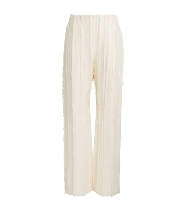 Cult Gaia Ary Fringed Cotton-blend Trousers - White