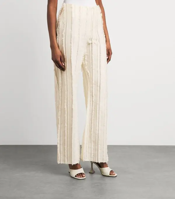 Cult Gaia Ary Fringed Cotton-blend Trousers - White