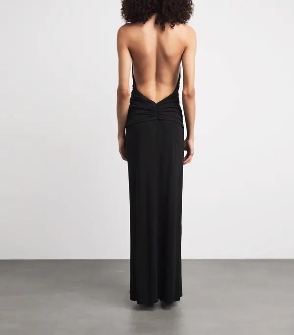 Cult Gaia Plunge Neck Chii Maxi Dress With Gold-tone Hardware - Black