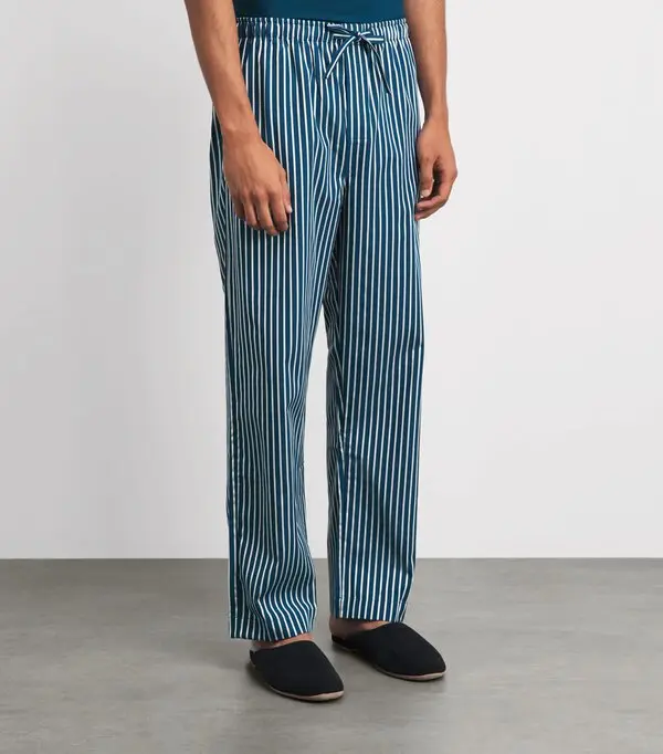 Derek Rose Cotton Stripe Royal Lounge Trousers