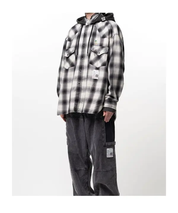 Mihara Yasuhiro Hooded Checkered Shirt - White