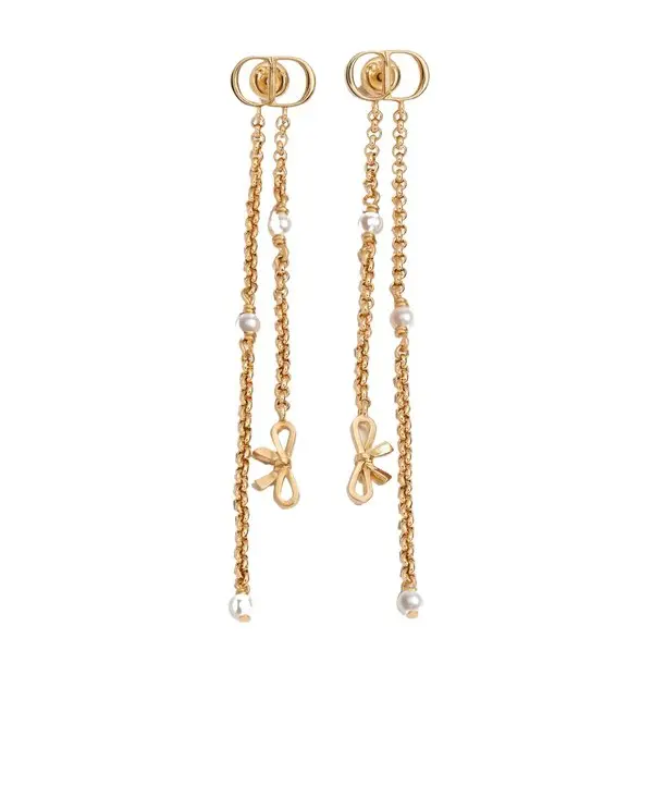 Dior Cd Mini Bow Earrings - Yellow