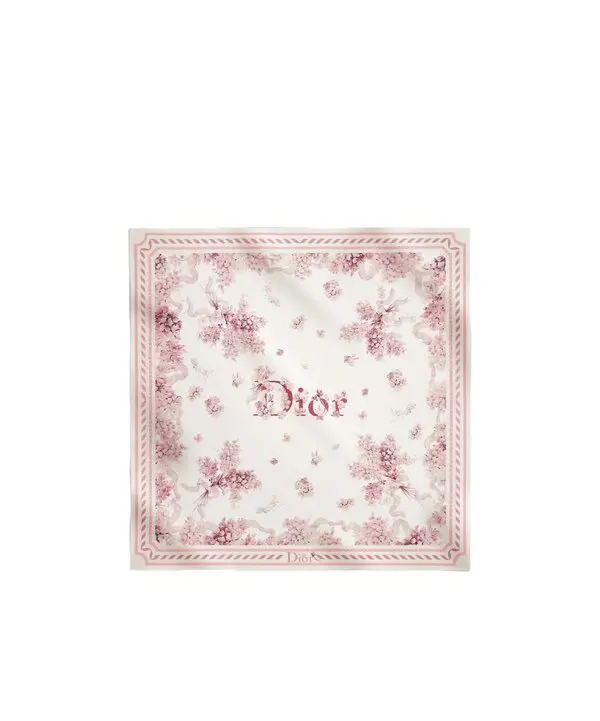 Dior Lilac Bouquet 90 Square Scarf - White
