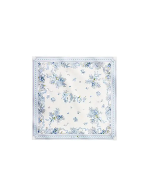 Dior Lilac Bouquet 90 Square Scarf - White