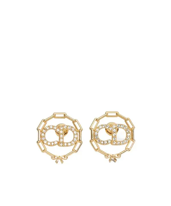 Dior Cd Circle Chain Stud Earrings - Yellow