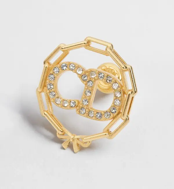 Dior Crystal Logo Stud Earrings