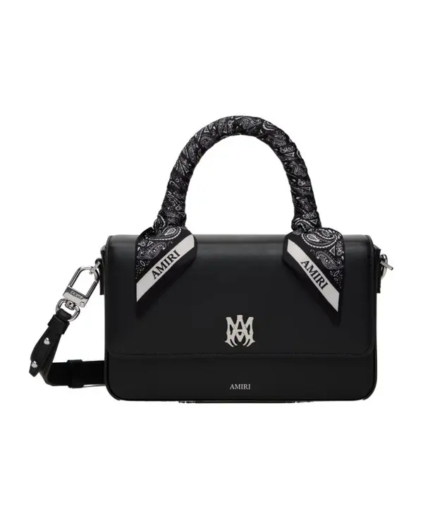 Amiri Bandana-trimmed Leather Handbag