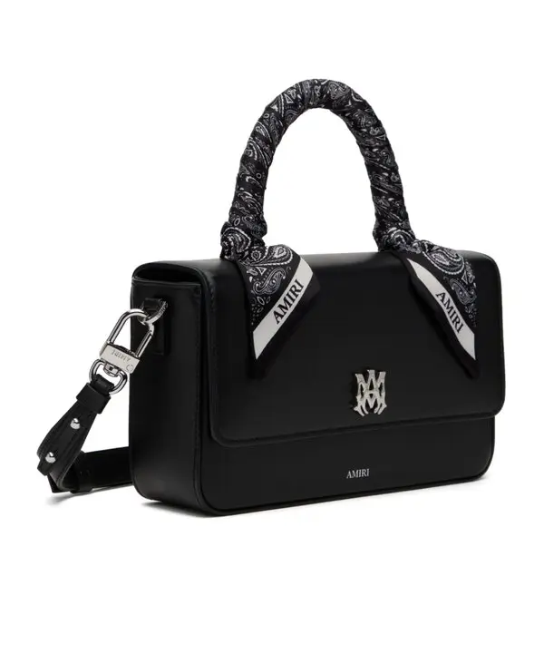 Amiri Bandana-trimmed Leather Handbag