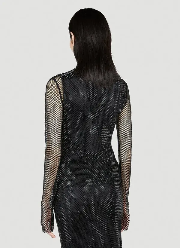 Sportmax Rhinestone Embellished Mesh Top