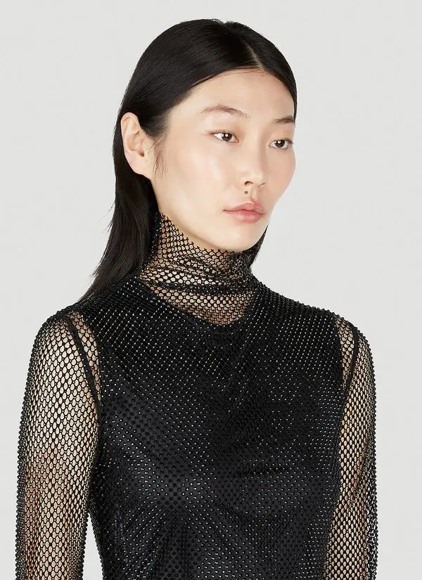Sportmax Rhinestone Embellished Mesh Top