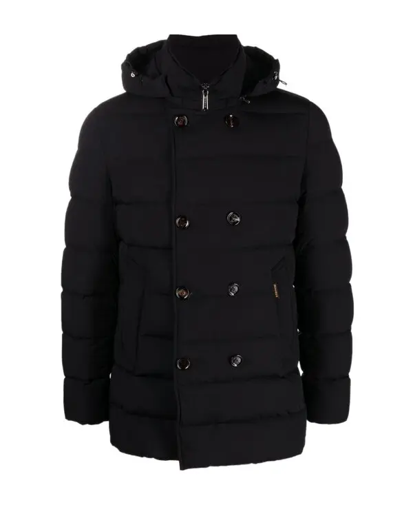 MOORER Double-breasted Quilted Down Jacket With Removable Hood - No