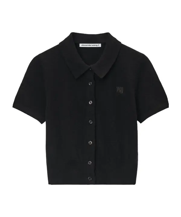 Alexander Wang Logo Embroidered Cropped Polo Shirt