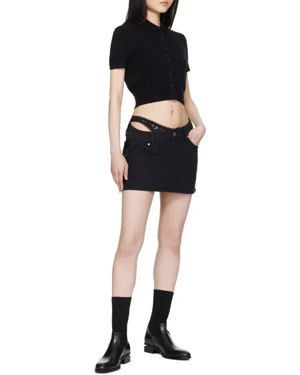 Alexander Wang Logo Embroidered Cropped Polo Shirt