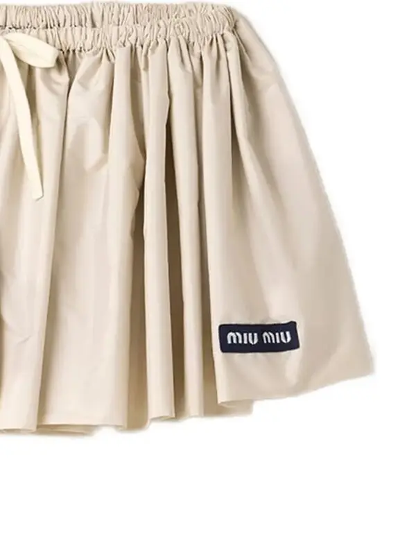 Miu Miu Logo Patch Drawstring Mini Skirt - Opal