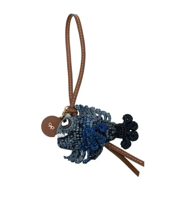 ANYA HINDMARCH Leather Strap Keyring - Navy Blue