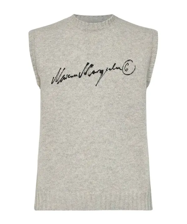MAISON MARGIELA Logo-print Knitted Sweater - Light Gray