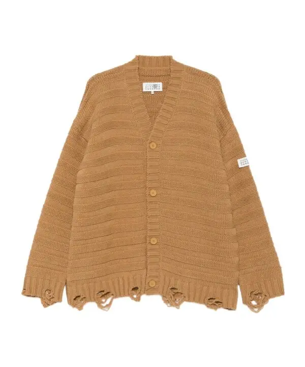 MAISON MARGIELA Distressed Ribbed-knit Cardigan