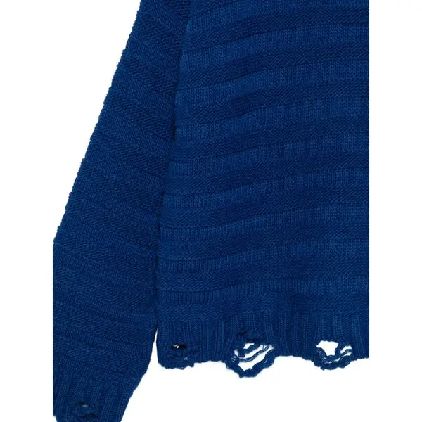 MAISON MARGIELA Distressed Ribbed Knit High Neck Sweater