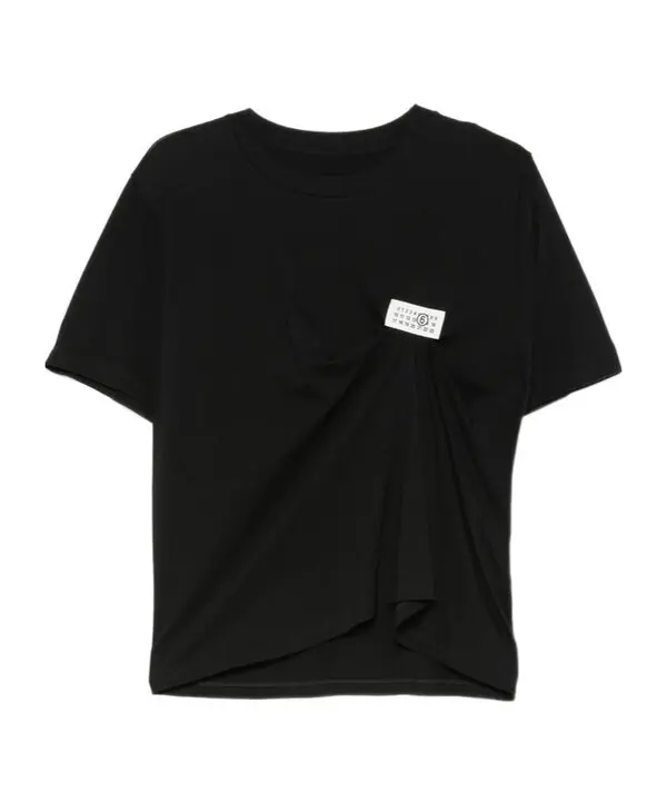 MAISON MARGIELA Asymmetrical Logo Patch T-shirt - Black