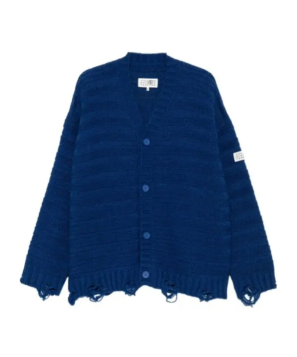MAISON MARGIELA Distressed Horizontal-stripe Cardigan