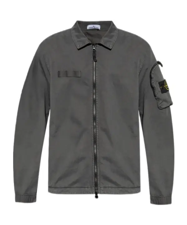 Stone Island Logo-patch Zipped Jacket - Grey