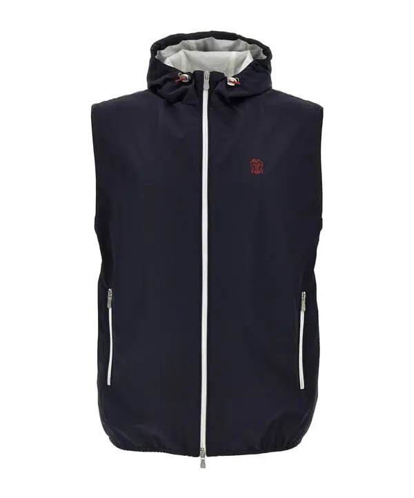 Brunello Cucinelli Sleeveless Zip-up Vest With Embroidered Logo