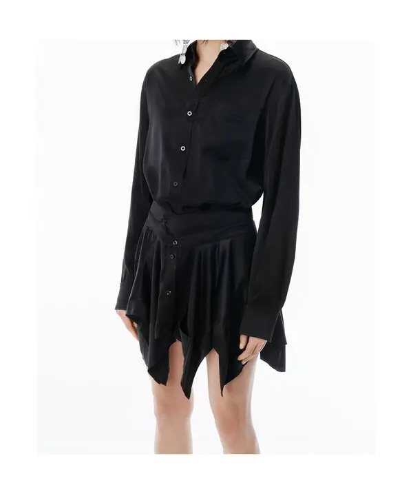 Alexander Wang Button-up Shirt Dress With Embroidered Logo Pocket
