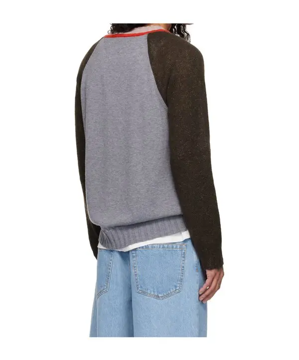 EDWARD CUMING Crew Neck Wool Knit Sweater With Metallic Wire Details
