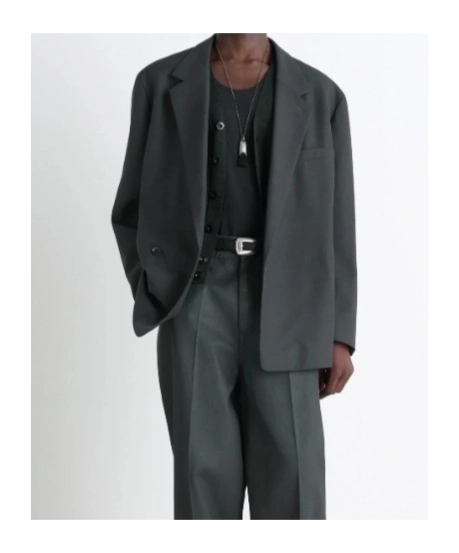 LEMAIRE Double-breasted Long Sleeved Blazer - Charcoal