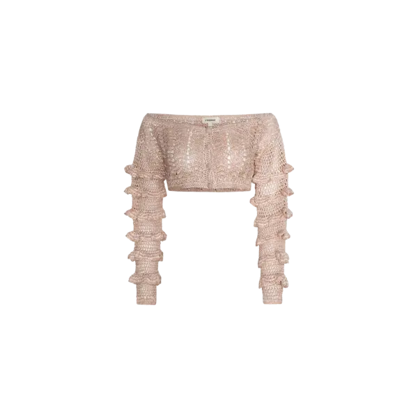 L'AGENCE Fey Crocheted Off-shoulder Top With Ruffle Accents