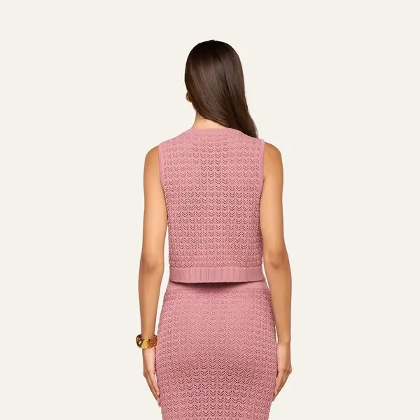 L'Agence Carven Pointelle Knit Tank Top - Lilas