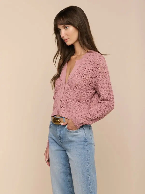 L'Agence Orla Pointelle Knit Cardigan