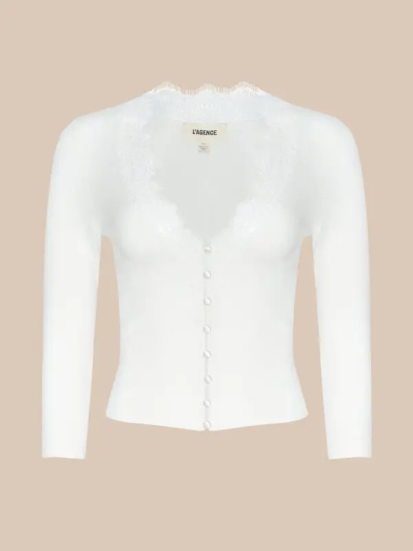 L'Agence Eluna Lace Inset Cardigan Top