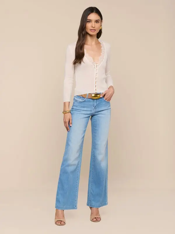 L'Agence Eluna Lace Inset Cardigan Top